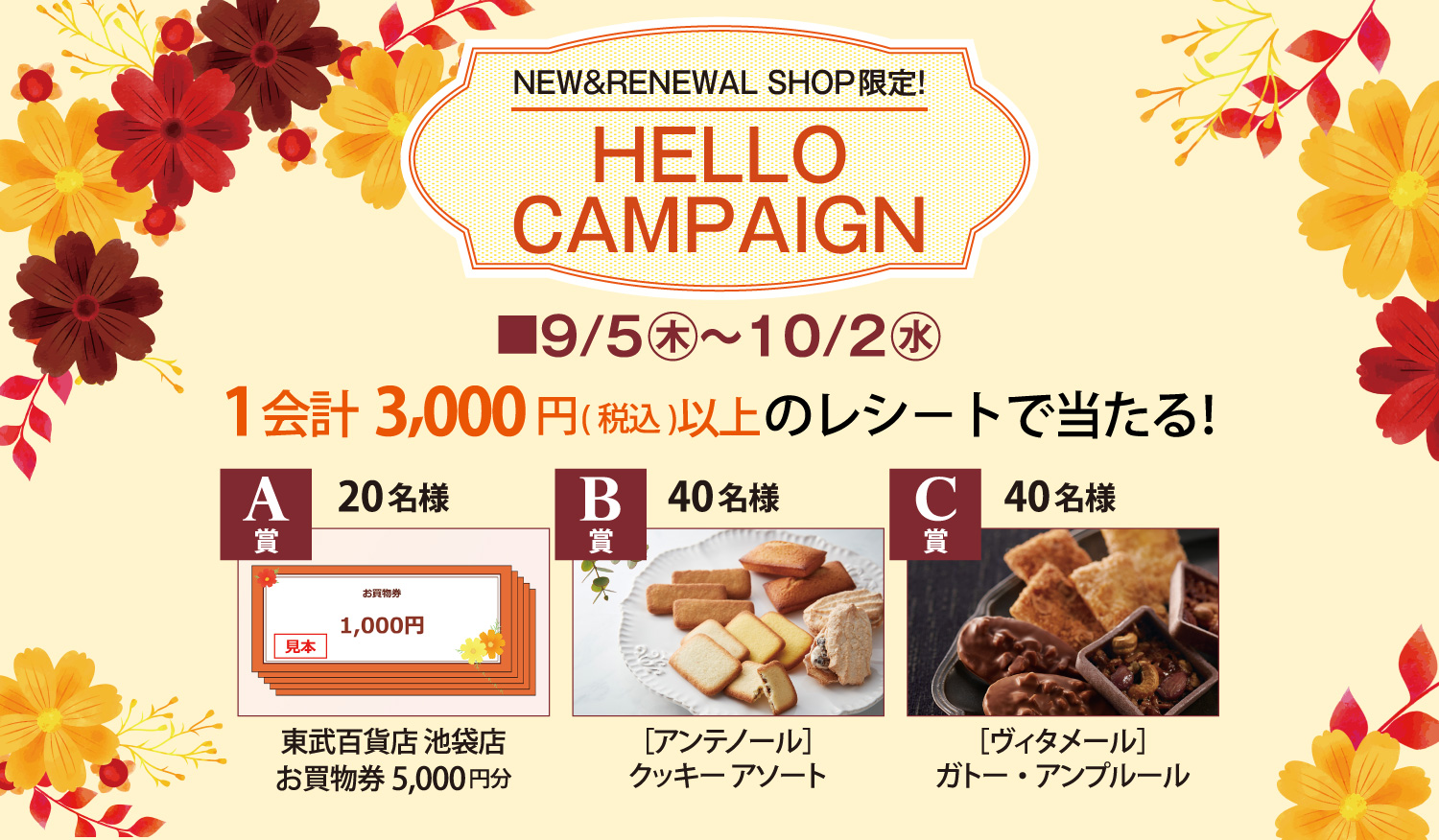 NEW＆RENEWAL SHOP限定！ HELLO CAMPAIGN